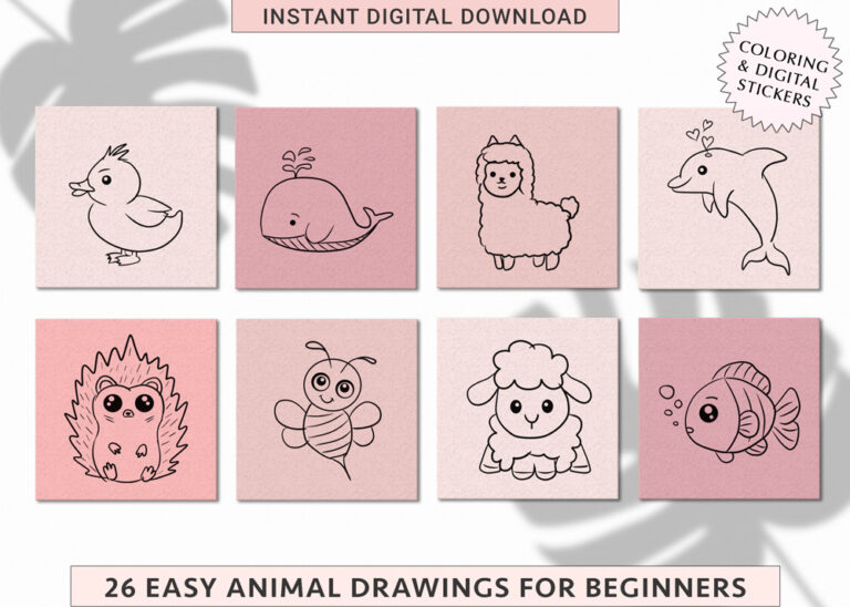 26 Cute Animal Drawings (Transparent & Printable)